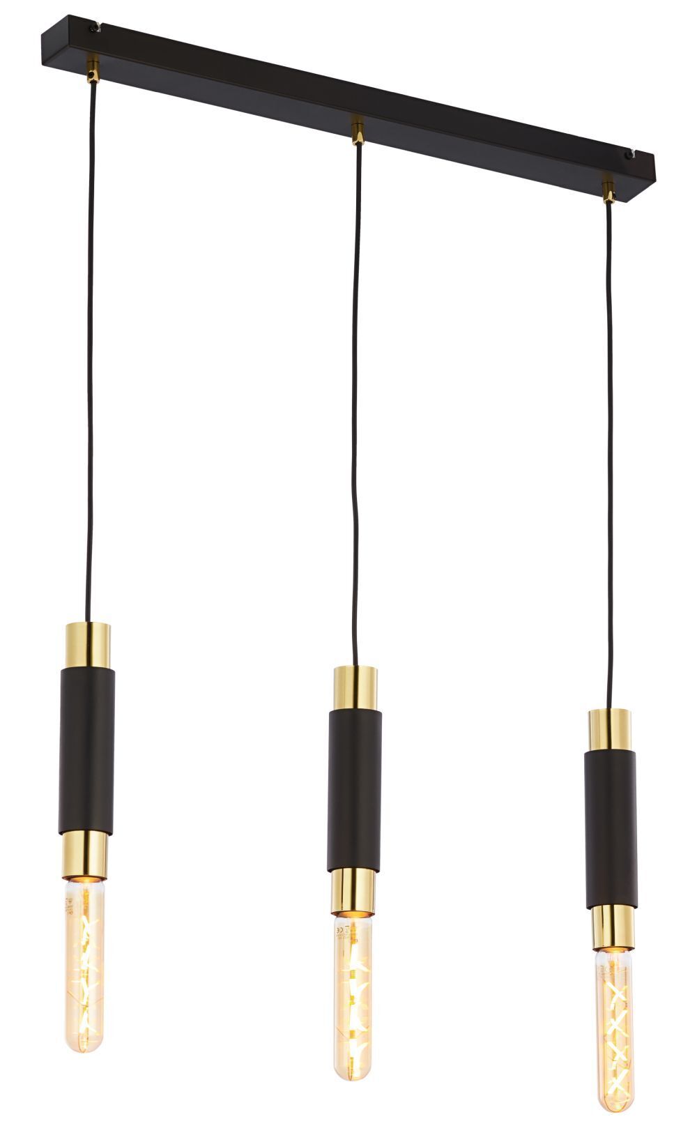 Lange Hängelampe JAIMEE in Schwarz Chrom L:66cm Leuchte