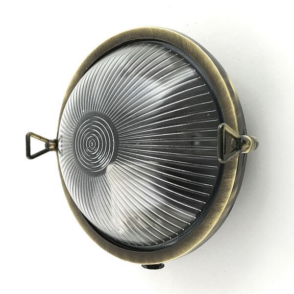 Kellerlampe Messing massiv Glas D: 17,5 cm rund IP64 Leuchte