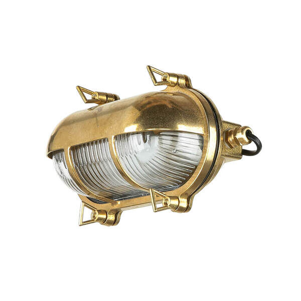 Wandlampe Messing Riffelglas IP64 rostfrei E27 außen Leuchte