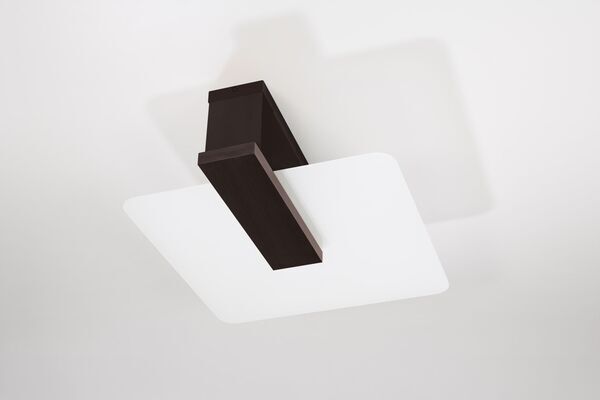 Deckenleuchte Glas Holz blendarm 2x E27 flach wohnlich Leuchte