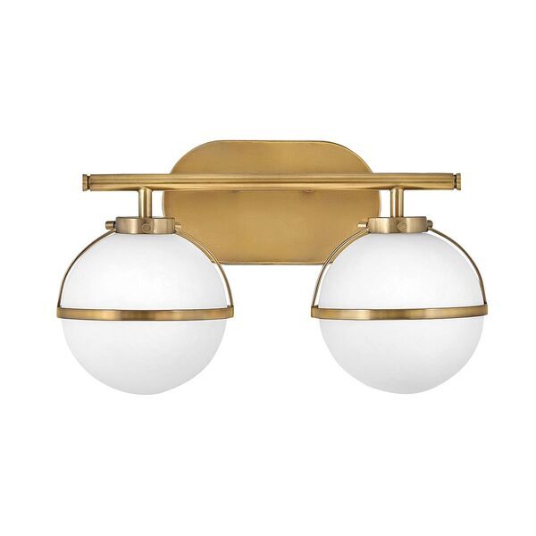 Badlampe Glas Metall E14 IP44 B: 60,6 cm Messing Antik Weiß Leuchte