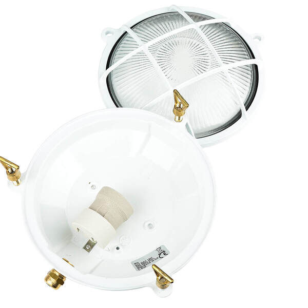Außenlampe Weiß Messing Glas Ø 21 cm E27 IP64 SERIFOS Leuchte