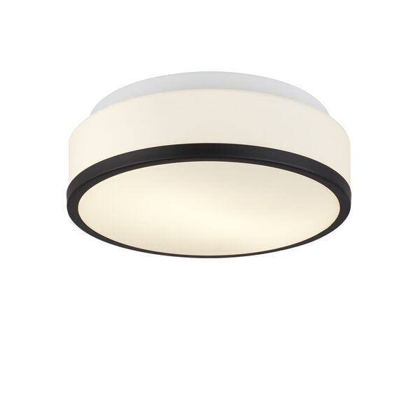 Runde Deckenlampe Bad Ø 29 cm Glas Weiß Schwarz blendarm Leuchte